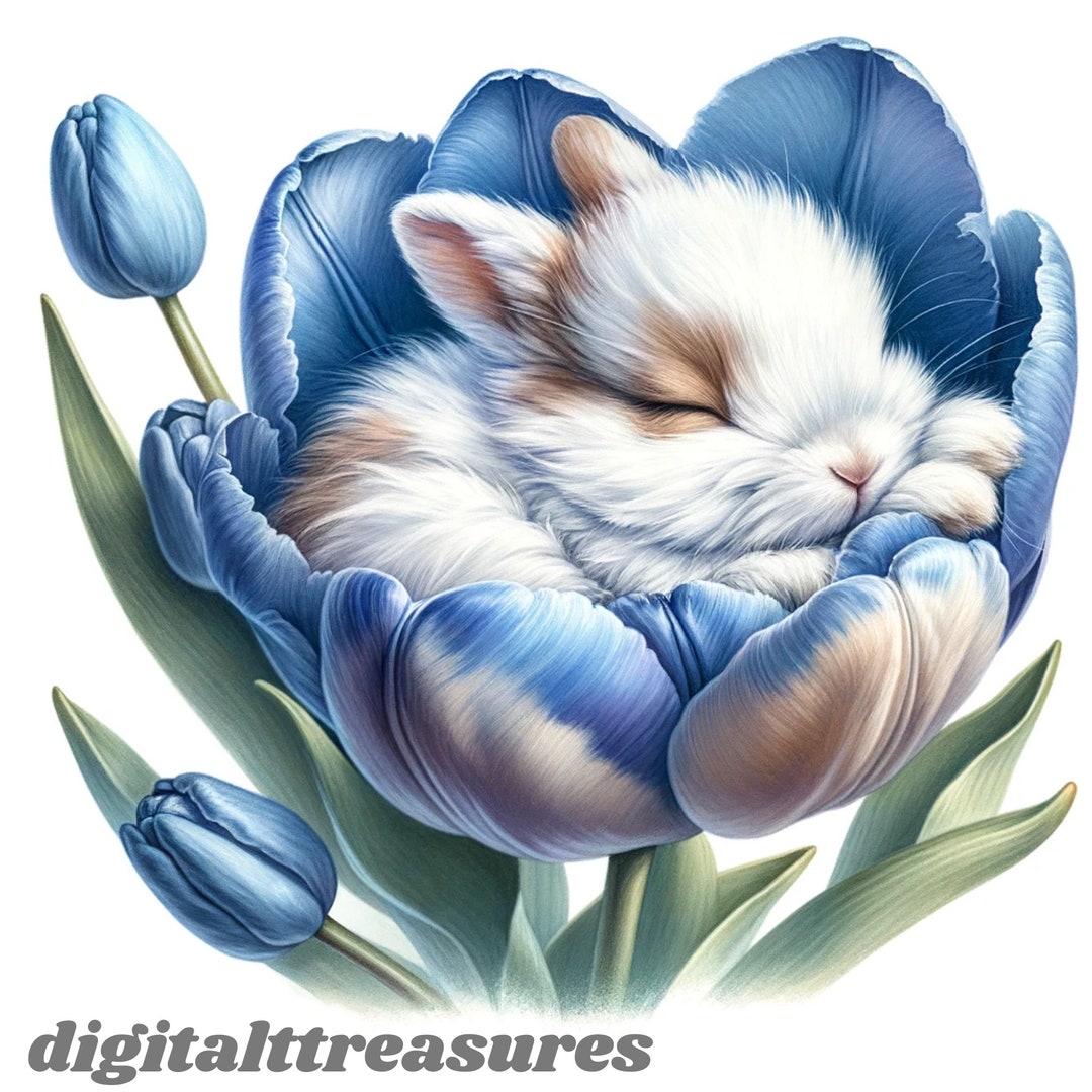 Bunny and Flowers Clipart Bundle: AI Prompts, Watercolor Graphics ...