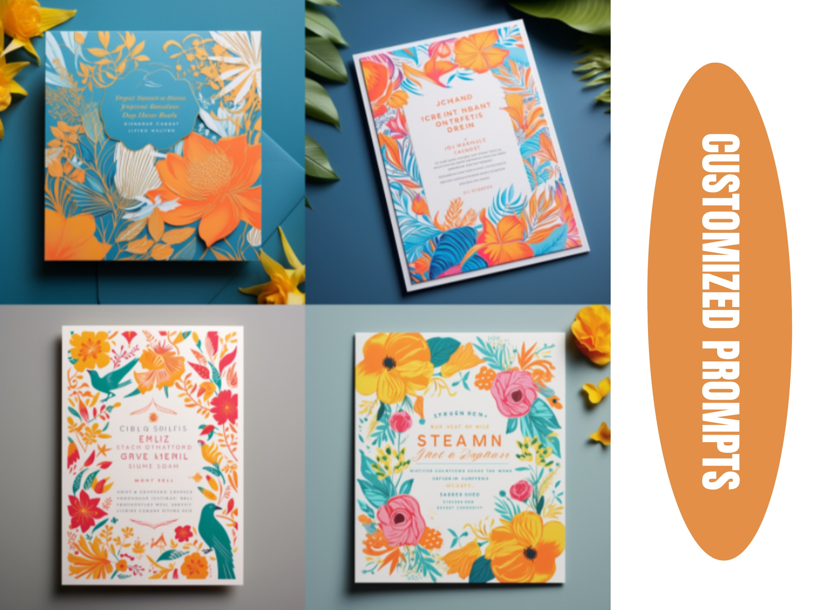 Midjourney Prompts for Invitation Card Premium Watercolor Floral Frames ...