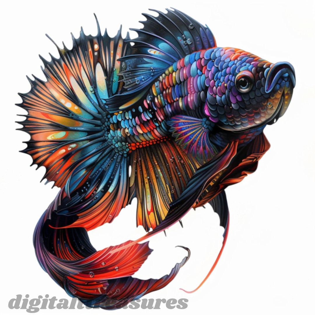 Brilliant Bettas: Vibrant Betta Fish Clipart Bundle - 20 High-quality ...