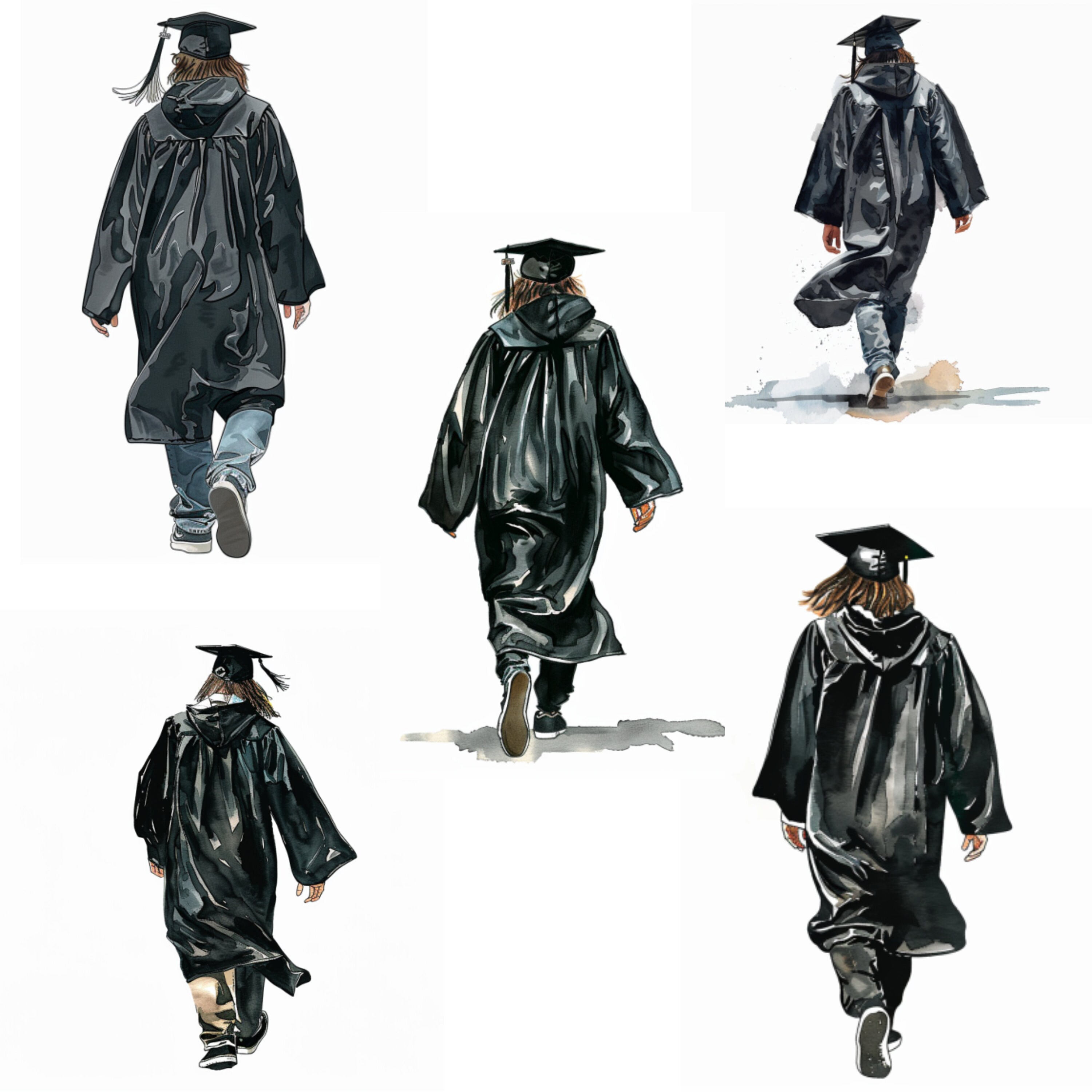 Class of Excellence: 37 Watercolor Graduation Clipart With Caps ...