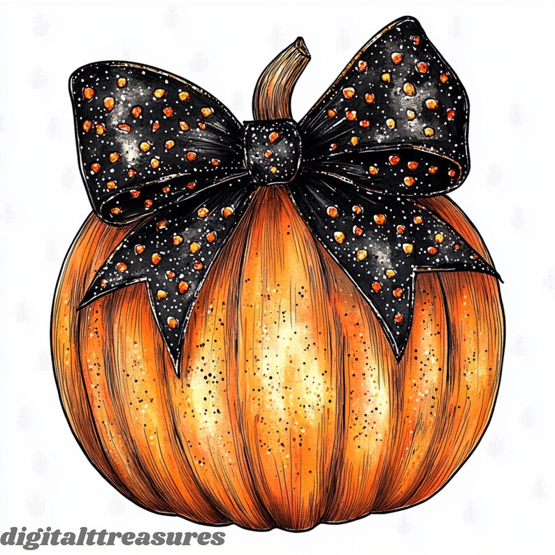 10 Elegant Pumpkin With Starry Coquette Bow - Festive Halloween ...