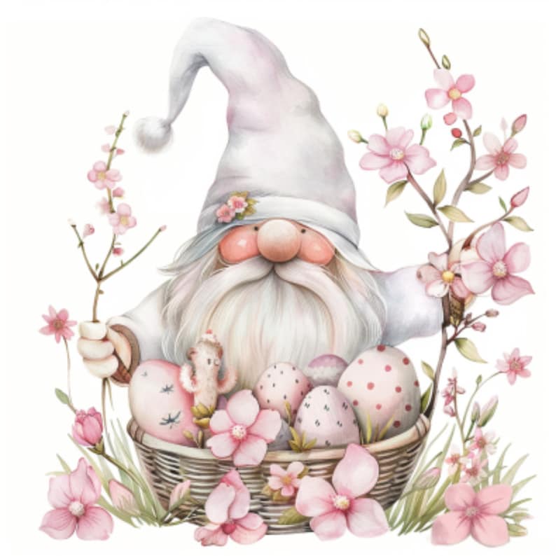 Watercolor Floral Gnome Clipart: Spring Garden Gnomes (JPG Digital ...