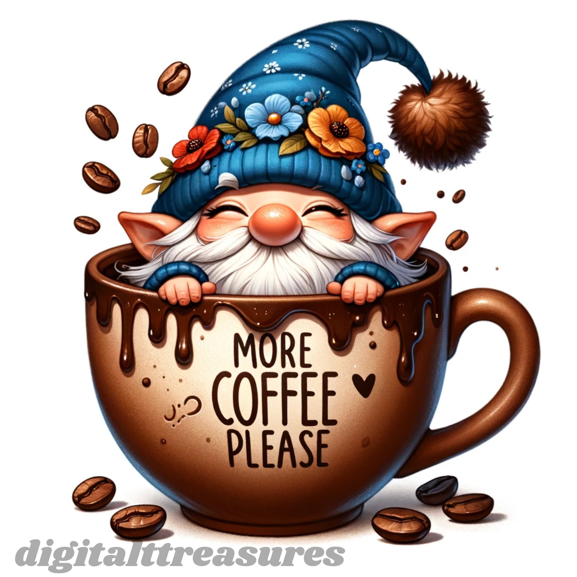 Watercolor Cozy Coffee Gnomes Clipart Adorable Sublimation Clipart for ...