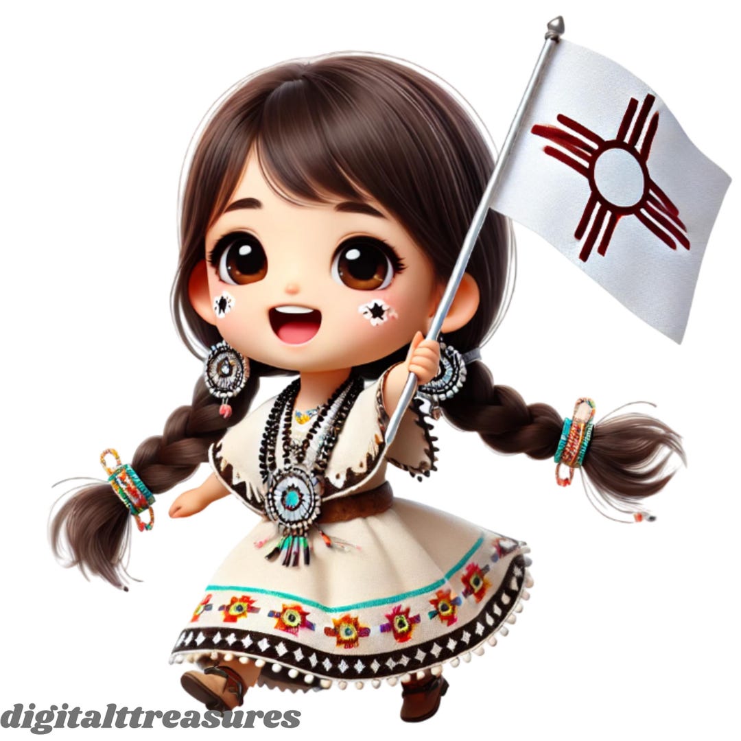 12 Joyful Chibi American Girl Dancing in Traditional Pueblo Dress ...