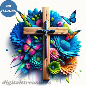 Spring Faith: 20 Watercolor Floral Cross Collection - JPG Flower ...