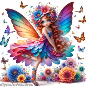 18 Cute Spring Fairy Clipart Bundle - Fairy Illustration Pngs for Mixed ...