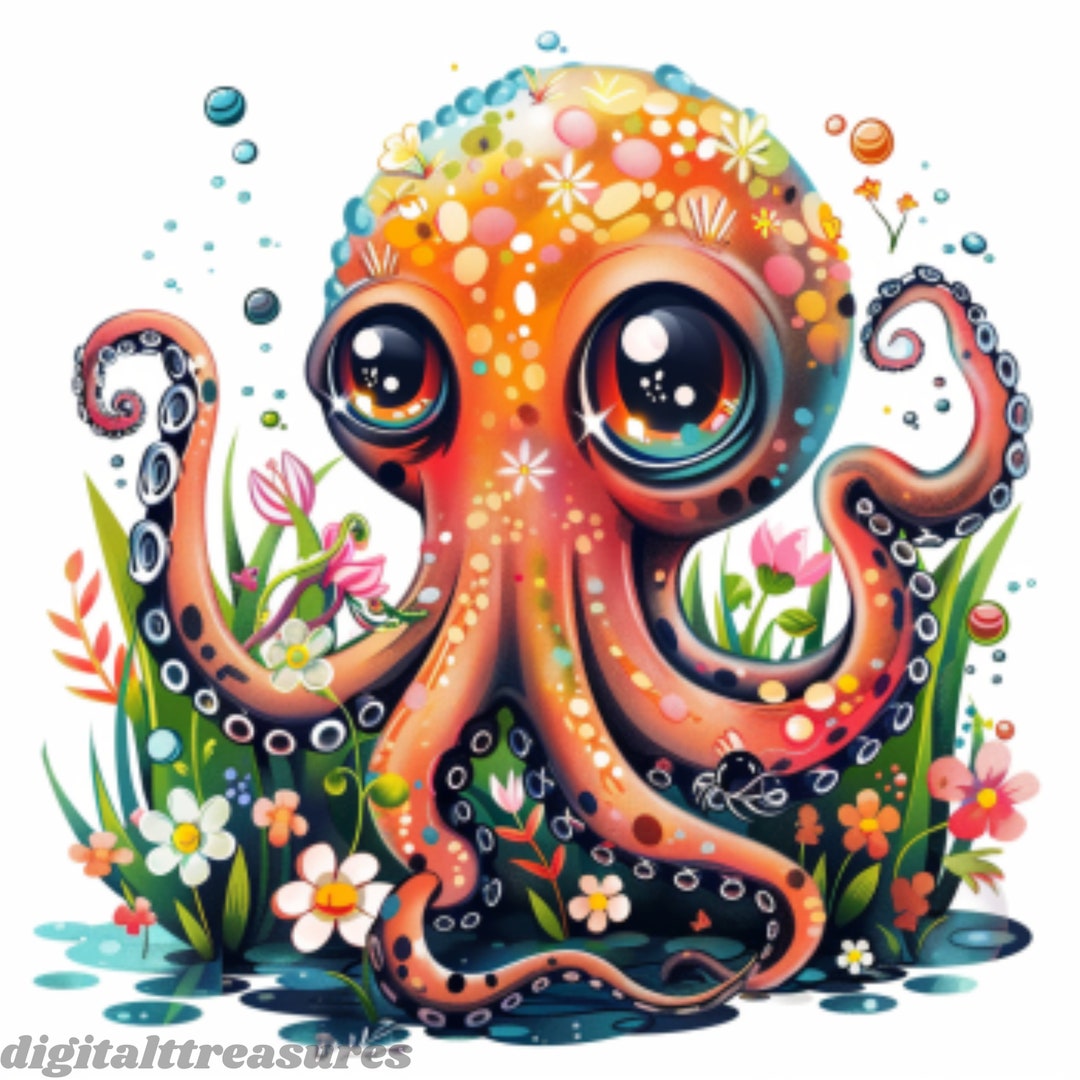 16 Cute Squid Clipart Collection - Adorable Sea Creature Digital JPG ...