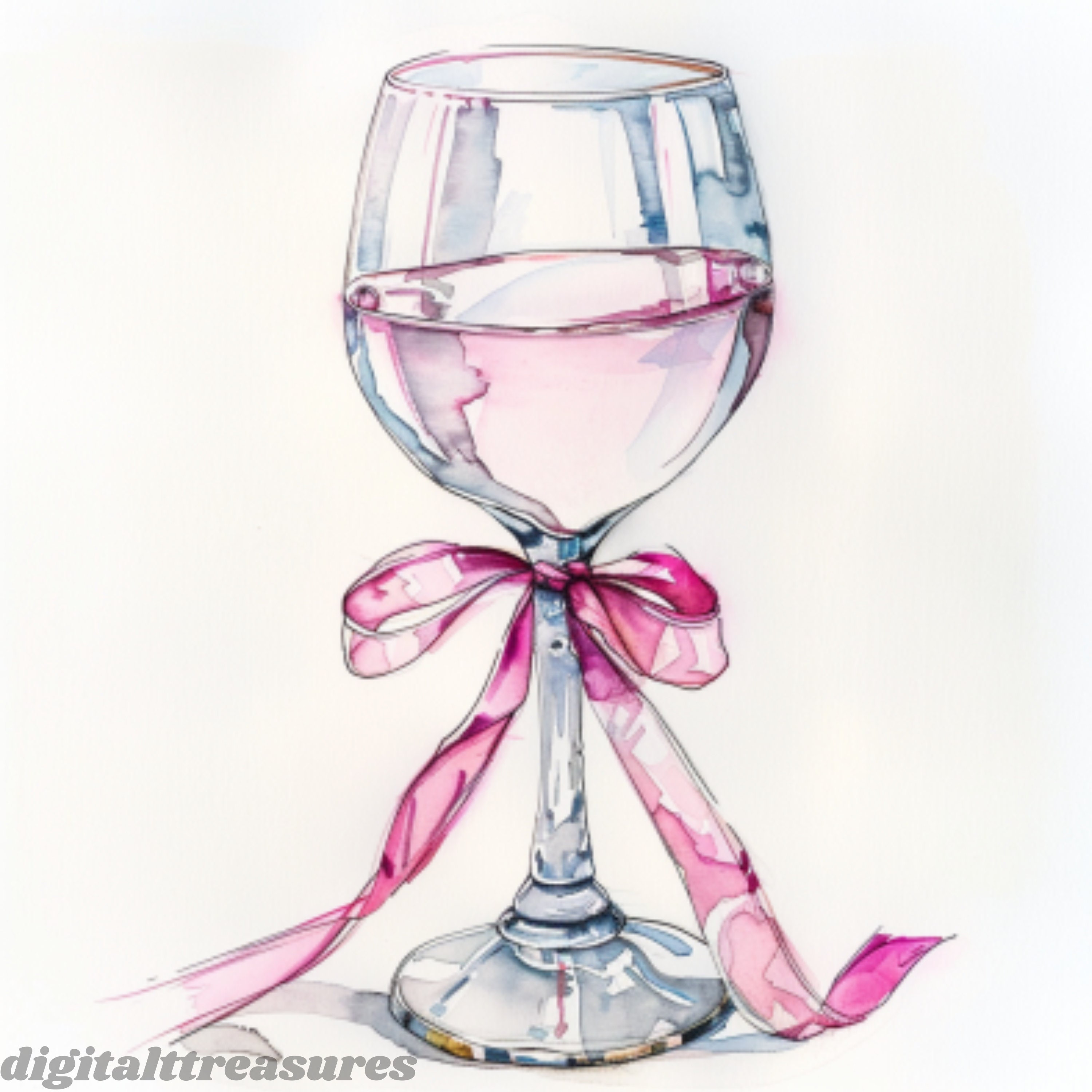 Blush Toast: 22 Pink Coquette Wine Glass Watercolor Clipart With Ribbon ...