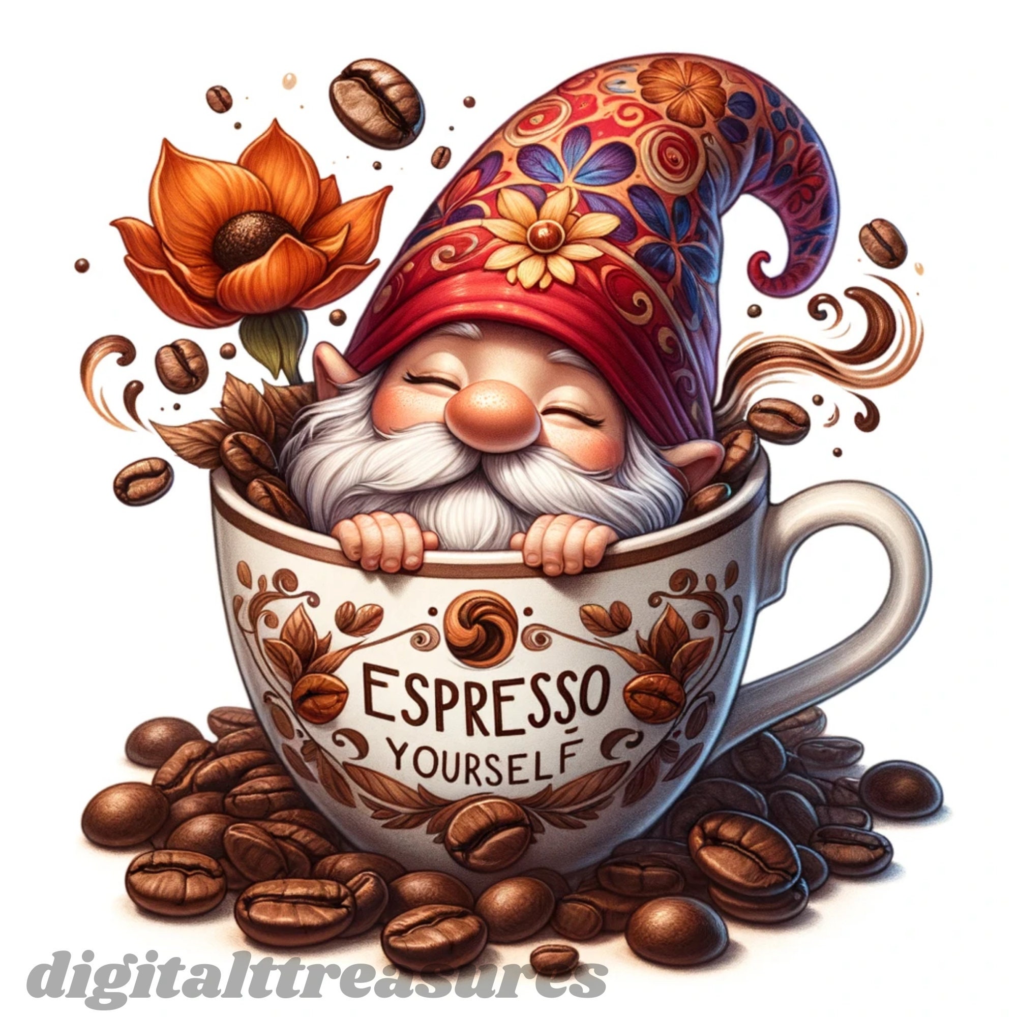 Watercolor Coffee Gnomes Clipart: Cozy Coffee Lover's Art (digital ...