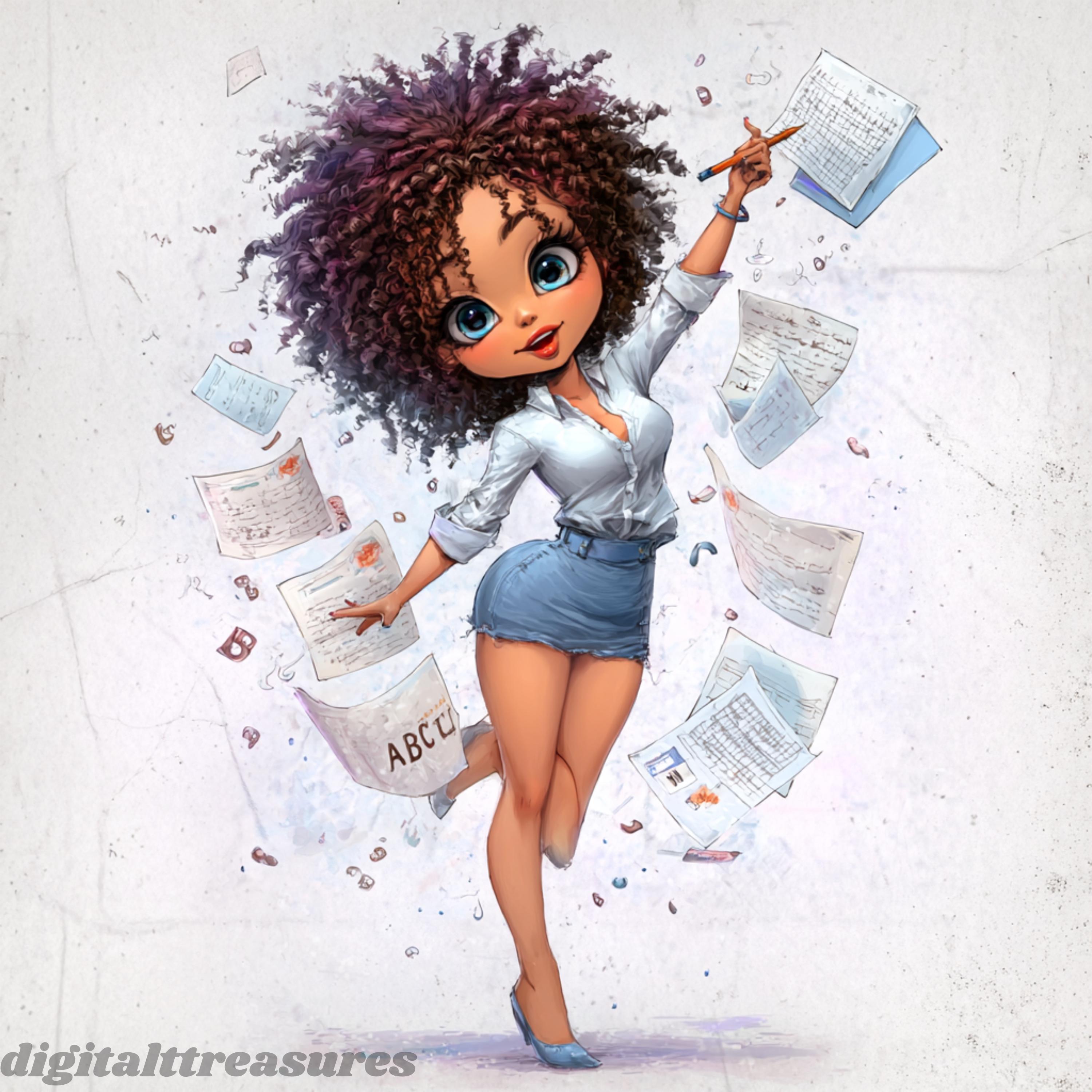 Afro American Teacher Clipart Bundle – 12 JPG Black Educator ...