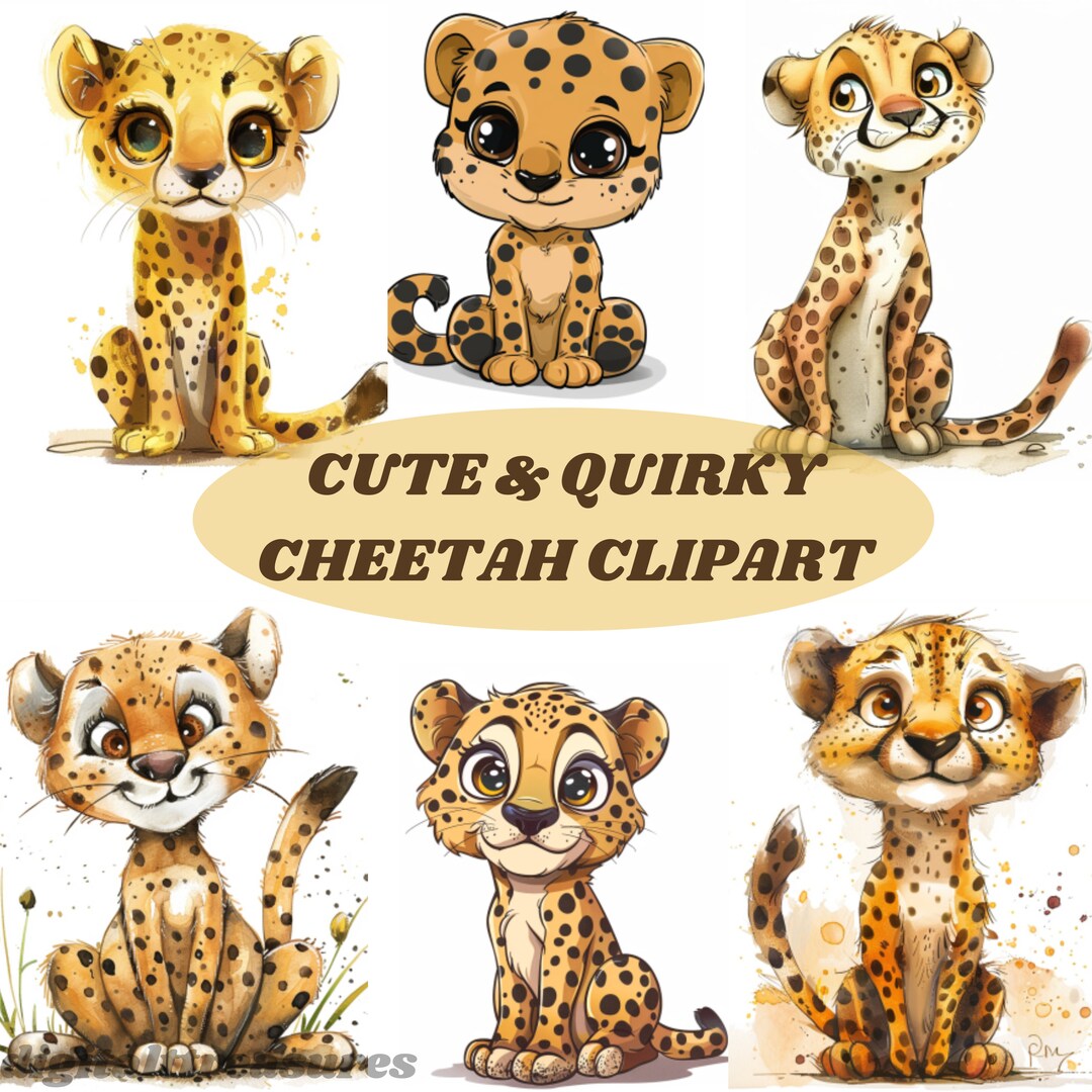 Swift Spots:quirky Cheetah Clipart Bundle - 18 High-quality 300DPI ...