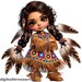 Native American Chibi Girl Illustration: Powwow Buckskin Dress (digital ...