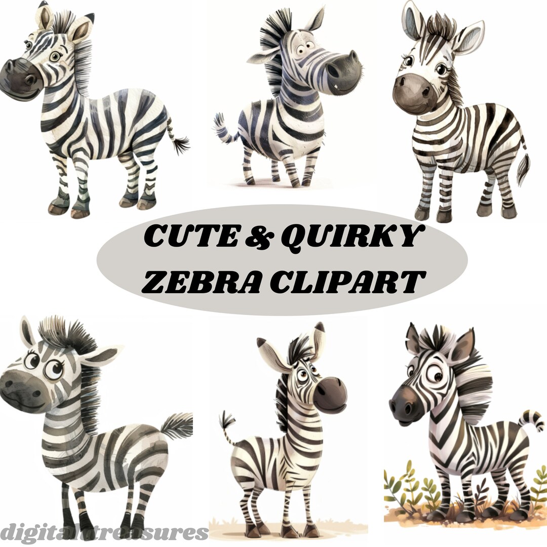Striped Whimsy: Cute & Quirky Zebra Clipart Bundle - 15 High-quality ...