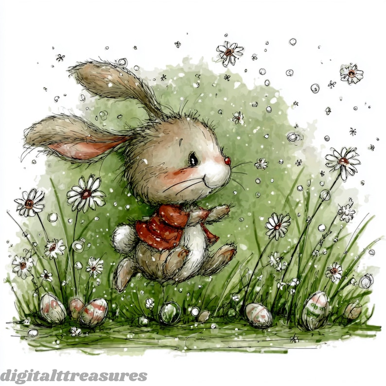 Quirky Easter Bunny Clipart Bundle – 12 JPG Funny Bunny Illustrations ...