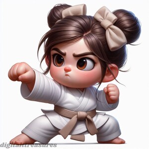 12 Chibi Kungfu Girl Clipart - Karate Girls | JPG With White Background ...