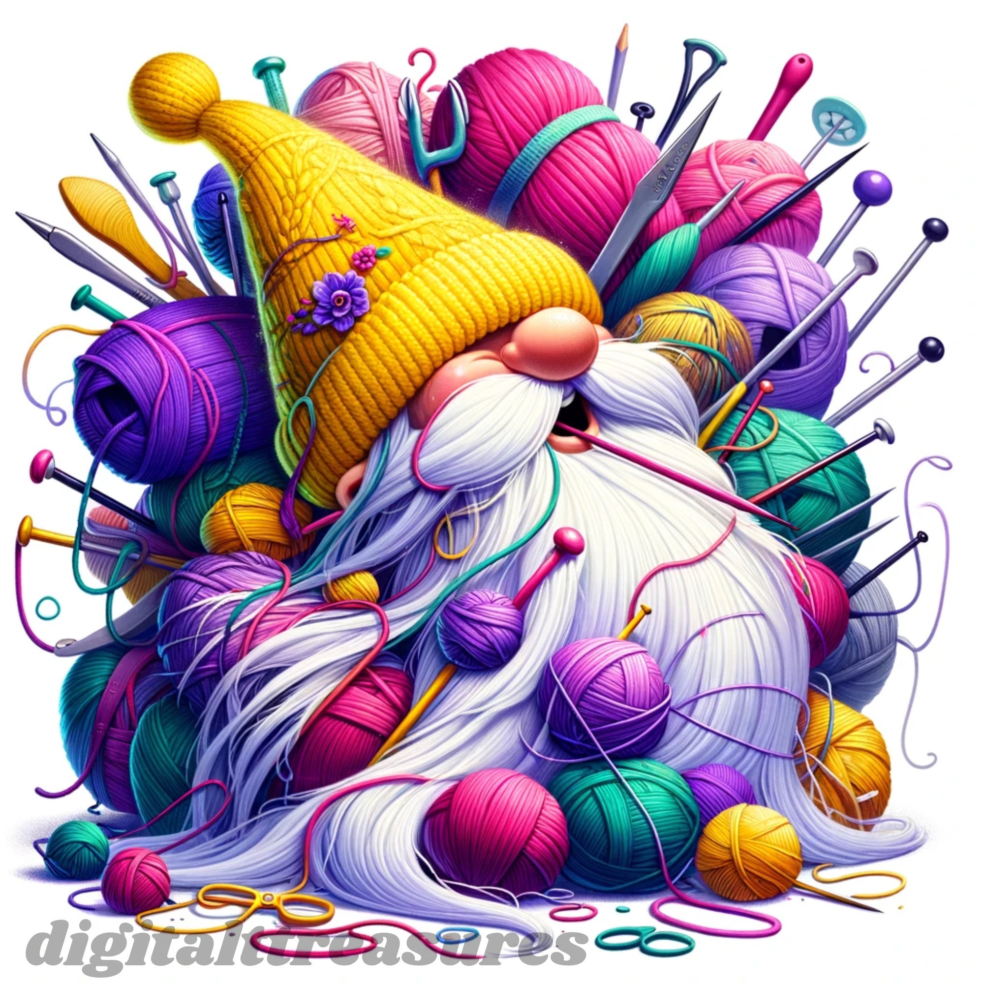 Crafting Gnomes Clipart Bundle: 12 Watercolor Jpgs of Sewing, Knitting ...