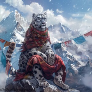 Snow Leopard in Tibetan Monk Robes Clipart - 16 High-quality Jpgs ...