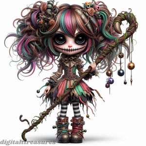 Spooky Chibi Girls Clipart: Halloween Gothic Horror Dolls (PNG) - Etsy