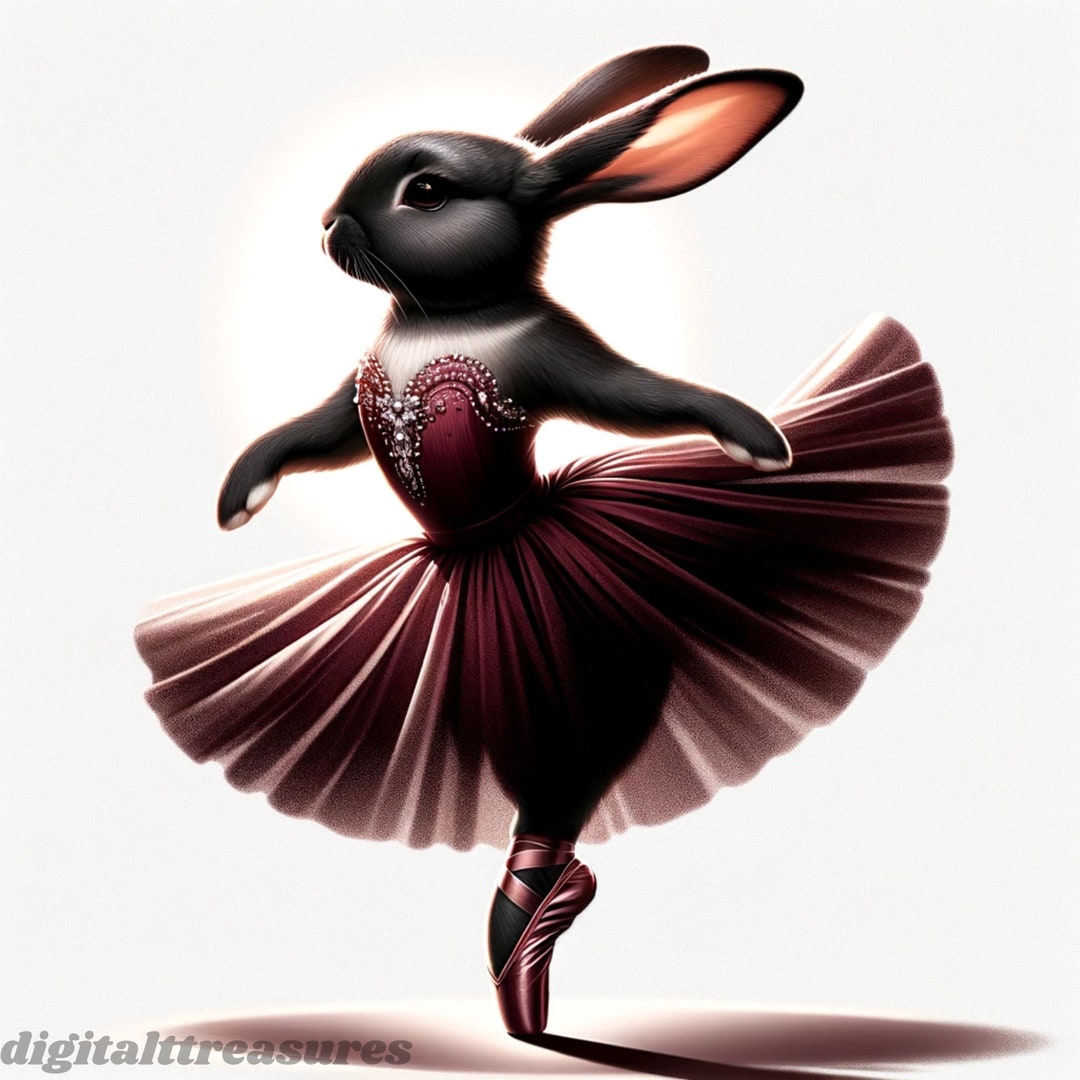 Watercolor Ballerina Bunny Clipart - 16 JPG & PNG Floral Bunnies in ...