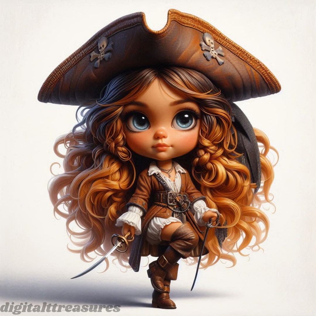 Latina Girl in Pirate Costume - 11 JPEG Images With White Background ...