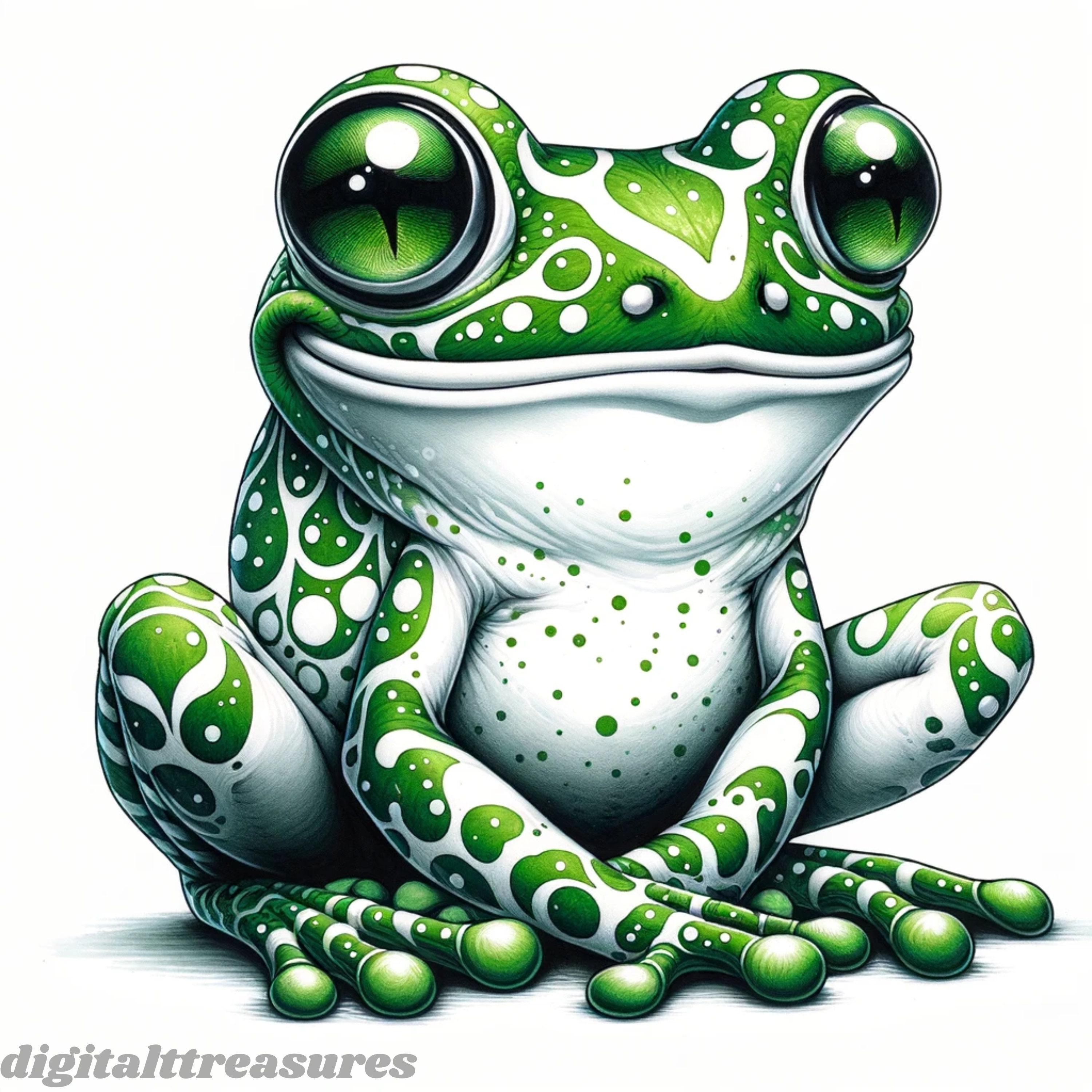 15 Cute, Funny & Quirky Frog JPG Clipart Bundle White Background for ...