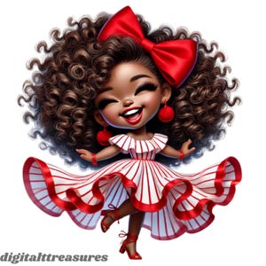 14 Whimsical Chibi Poses: Adorable Afro-american Girl Expressions in ...