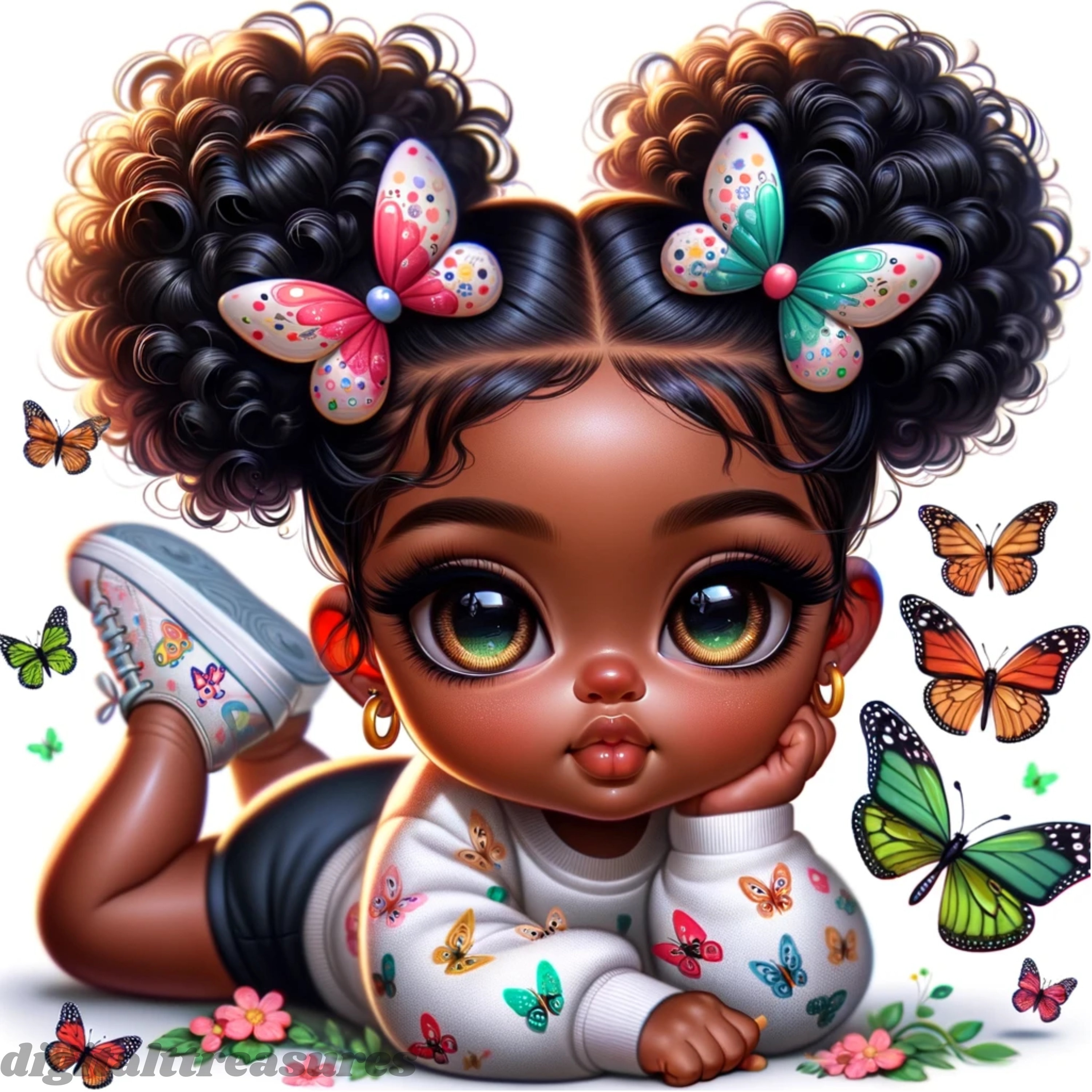 Adorable African American Baby Clipart Bundle - White Background JPG ...