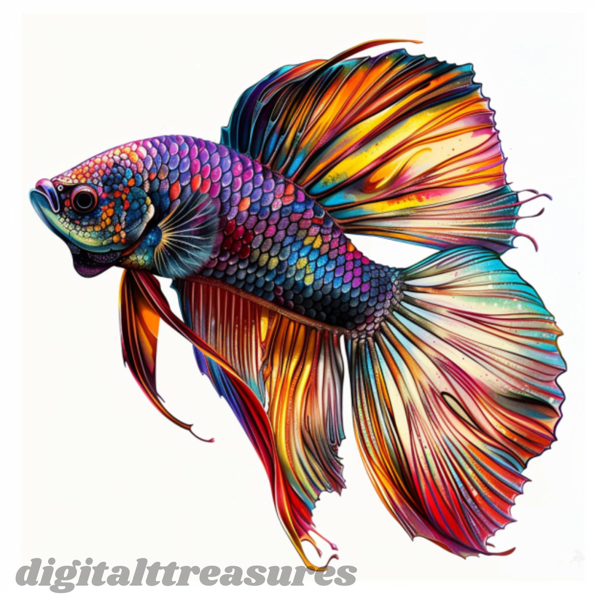 Brilliant Bettas: Vibrant Betta Fish Clipart Bundle 20 High-quality ...