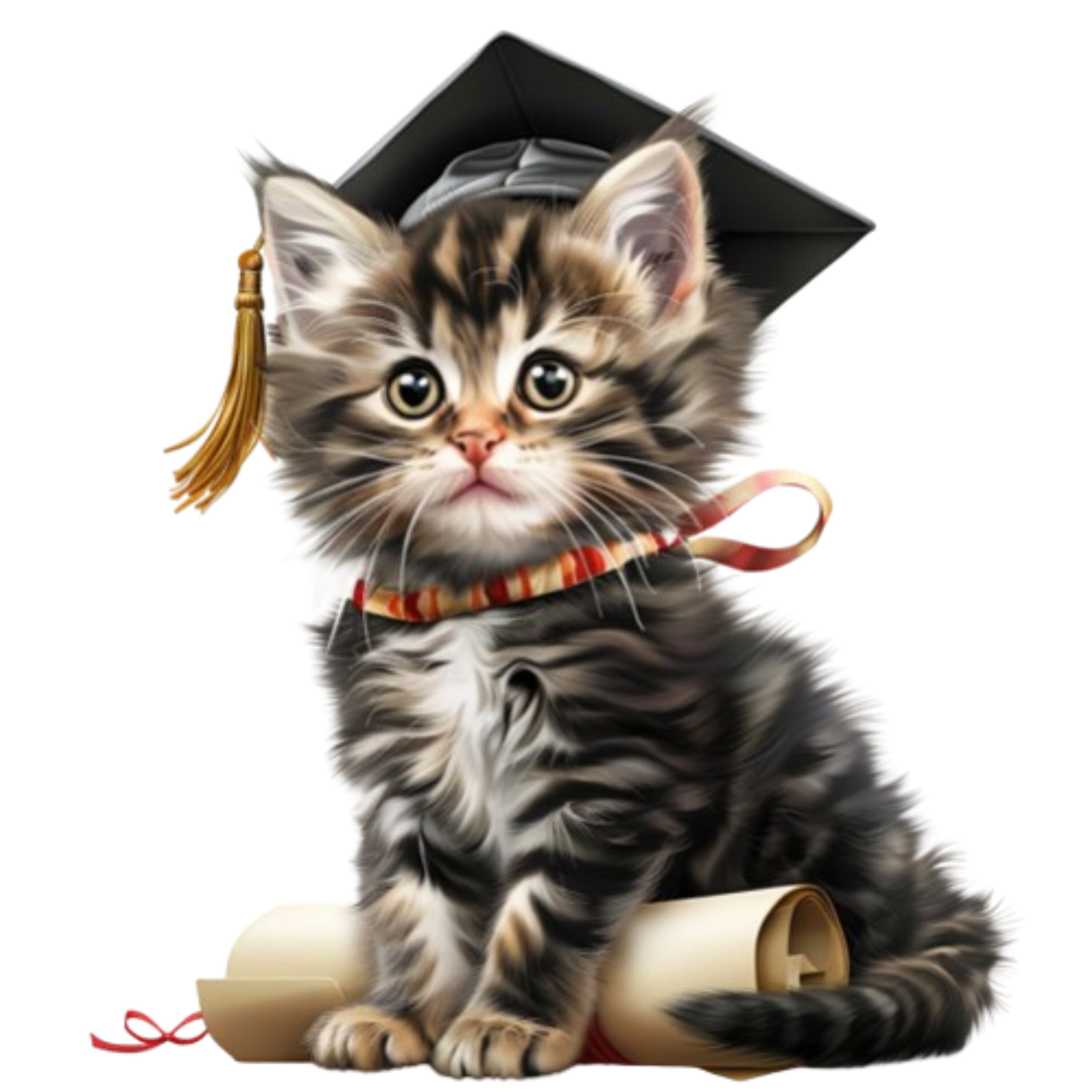 Tiny Graduates: 12 Cute Kittens With Graduation Caps Clipart Bundle ...