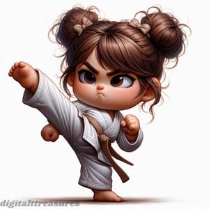 12 Chibi Kungfu Girl Clipart - Karate Girls | JPG With White Background ...