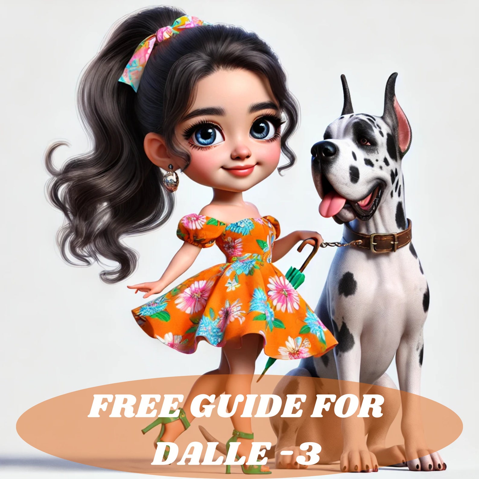 Chatgpt 4 & DALL-E 3 Prompts: Playful Chibi Girl and Great Dane ...