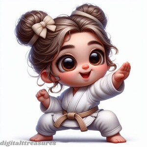 12 Chibi Kungfu Girl Clipart - Karate Girls | JPG With White Background ...