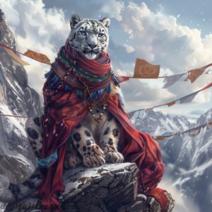Snow Leopard in Tibetan Monk Robes Clipart - 16 High-quality Jpgs ...