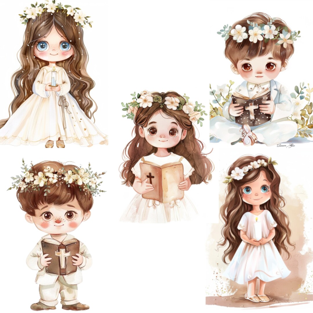 Divine Grace: 25 Graceful First Communion Clipart With Flower Crowns, Candles, Holy Spirit ...