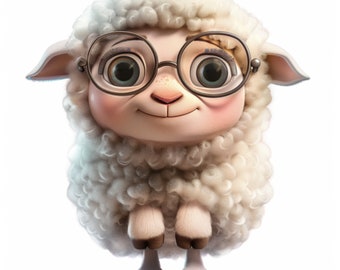 32 Funny Sheep Faces Clipart Bundle High Quality PNG Clipart Commercial ...