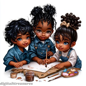 Afro American Kids Art & Craft Clipart Bundle – Creative Black Children ...