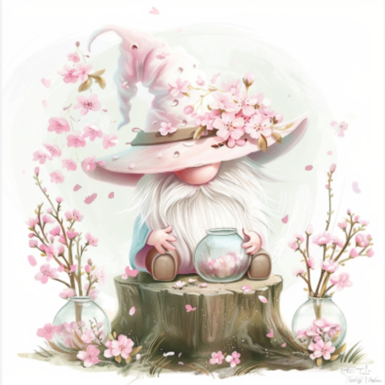 14 Coquette Blossom Gnomes Clipart Cute Floral Gnome JPG Collection ...