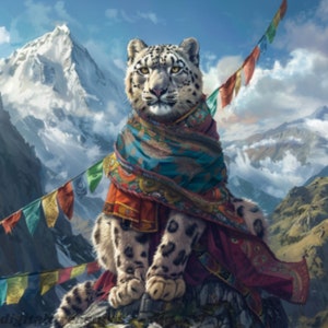 Snow Leopard in Tibetan Monk Robes Clipart - 16 High-quality Jpgs ...