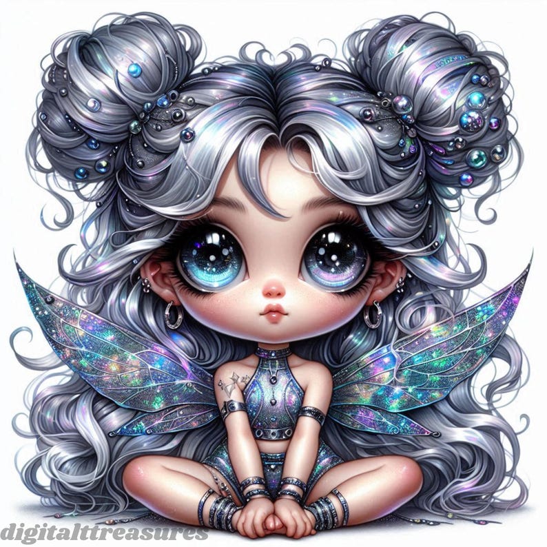 Whimsical Chibi-style Fairy Clipart Bundle | 12 JPG Images on White ...