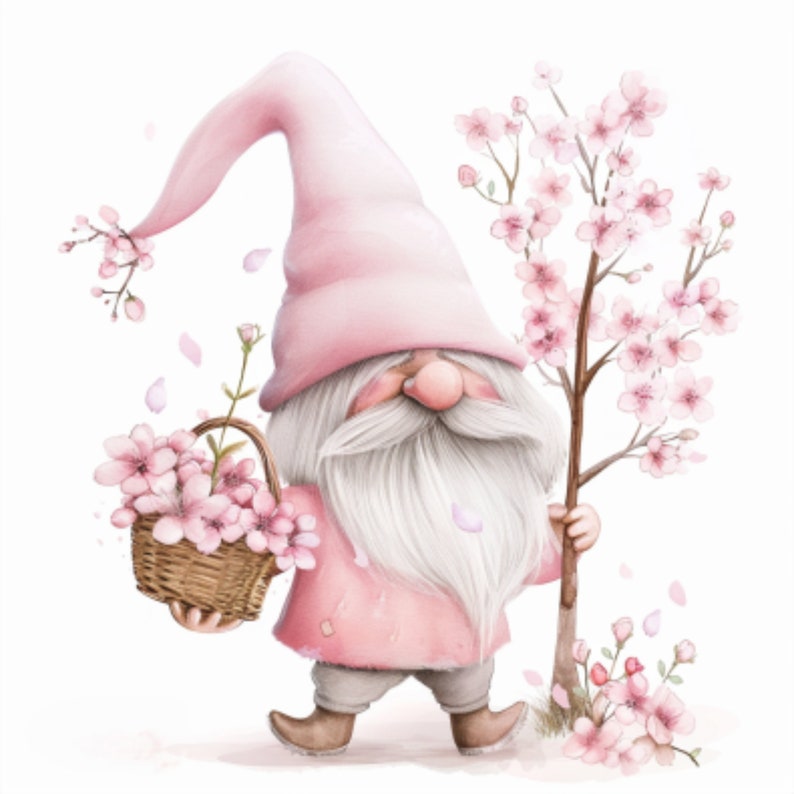 14 Coquette Blossom Gnomes Clipart Cute Floral Gnome JPG Collection ...