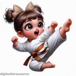 12 Chibi Kungfu Girl Clipart - Karate Girls | JPG With White Background ...