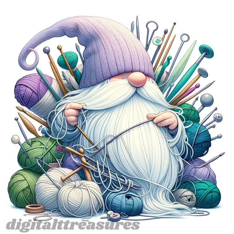 Crafting Gnomes Clipart Bundle: 12 Watercolor Jpgs of Sewing, Knitting ...
