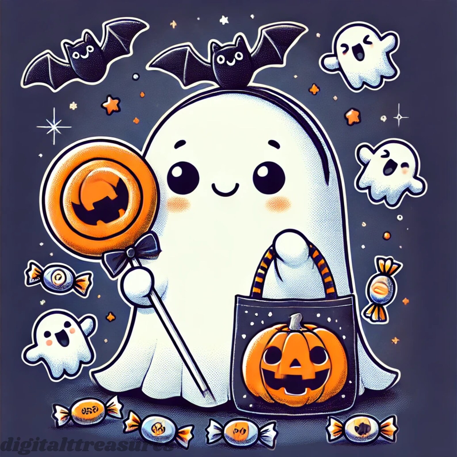 Spooky & Sassy: Cute Bougie Ghost PNG Collection Halloween Coffee and ...