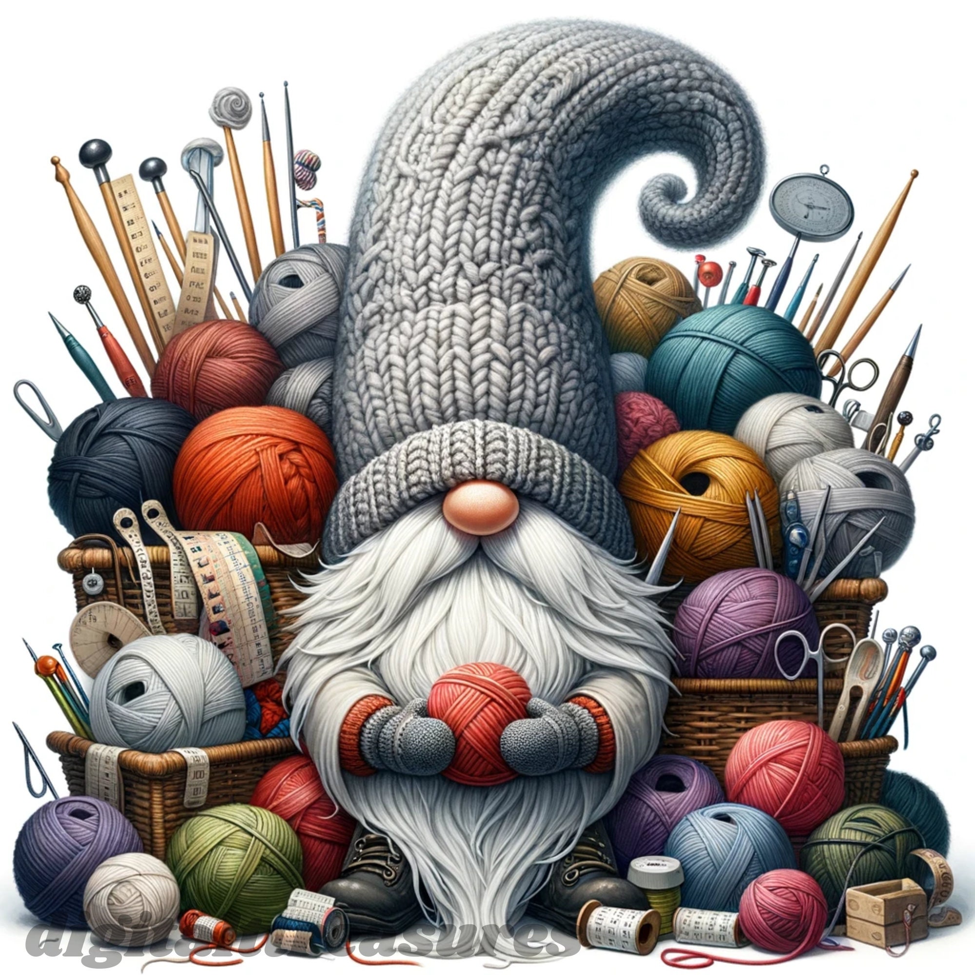 Crafting Gnomes Clipart Bundle: 12 Watercolor Jpgs of Sewing, Knitting ...