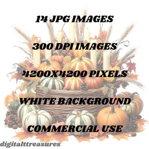 14 Thanksgiving Clipart Bundle: Watercolor Autumn Harvest With Pumpkins ...