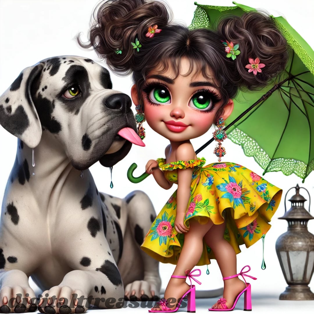 Chatgpt 4 & DALL-E 3 Prompts: Playful Chibi Girl and Great Dane ...