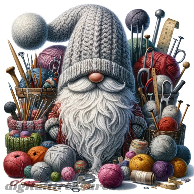 Crafting Gnomes Clipart Bundle: 12 Watercolor Jpgs of Sewing, Knitting ...
