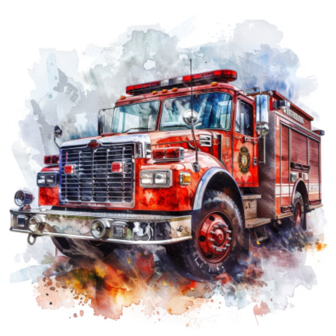 Heroic Hoses: Brave Fire Truck Clipart Bundle - 24 High-quality Jpgs ...