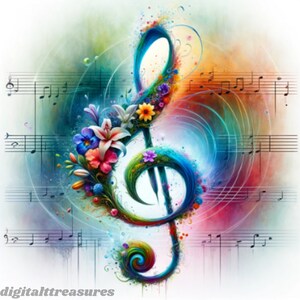 Music Notes Clipart - 16 Vibrant Watercolor Pngs for Digital Download ...