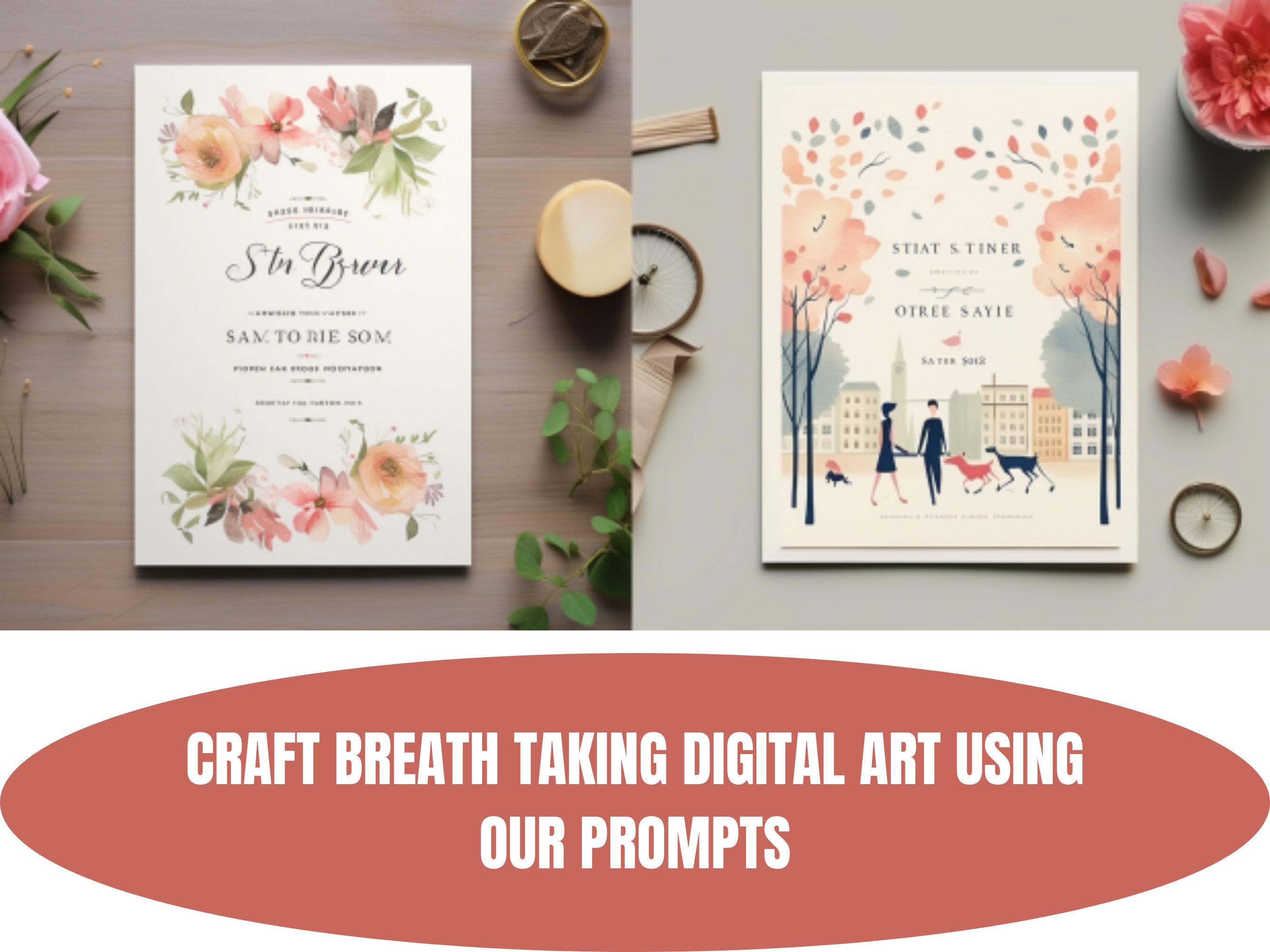Midjourney Prompts for Invitation Card Premium Watercolor Floral Frames ...
